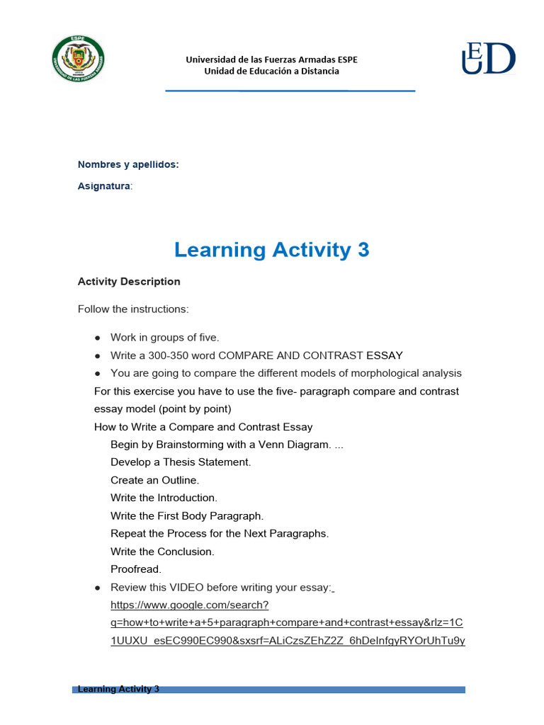 Learning Activity - 3 MORPHOLOGY | PDF | Essays | Cognitive Science