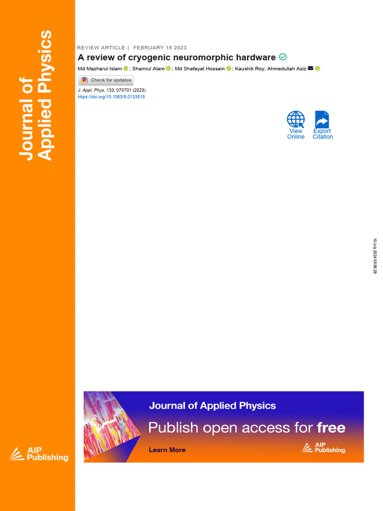 A Review Of Cryogenic Neuromorphic Hardware Download Free Pdf