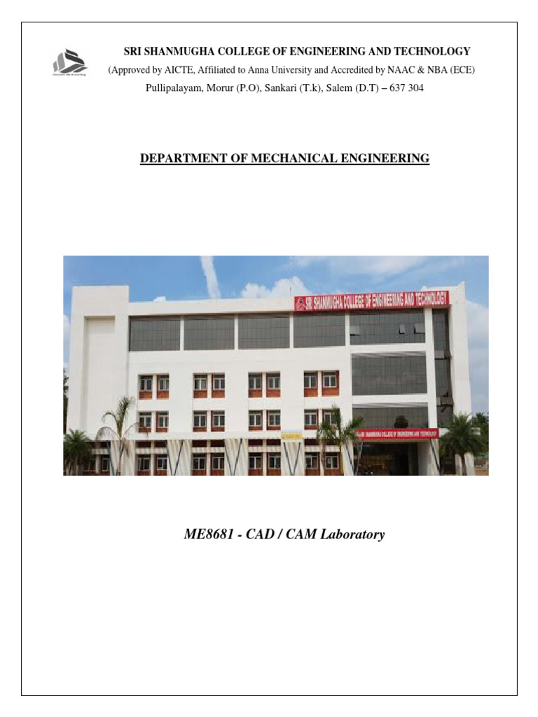 Cad Cam Lab Manual Pdf Engineering Tolerance 3 D Modeling