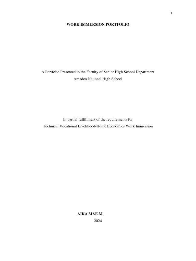 Work Immersion Portfolio: Aika Mae Natan | PDF | Inventory