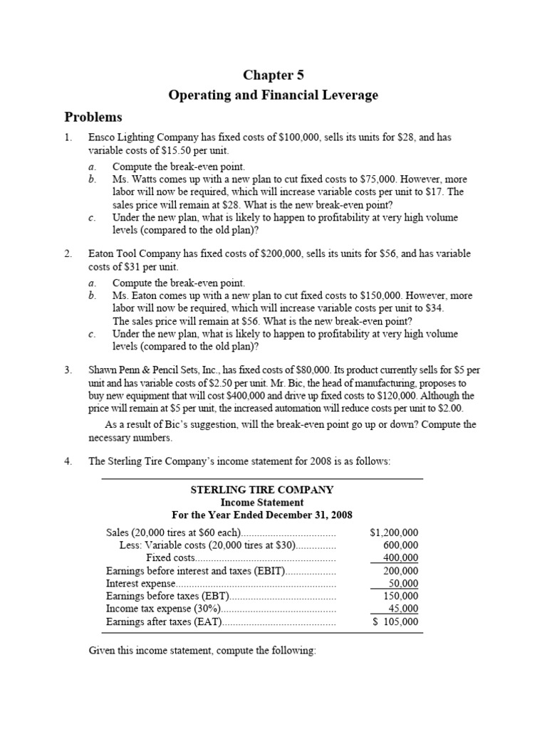 CH5 Degree of Operating and Financial Leverage | PDF | Capital Structure | Leverage (Finance)