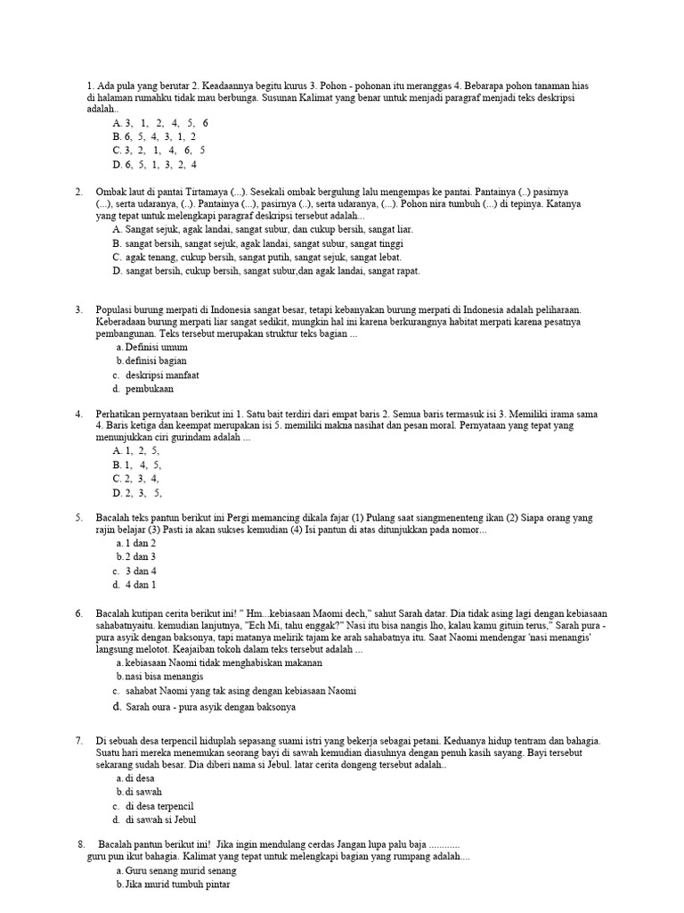 Latihan Soal KLS 7 B Indo | PDF | Seni & Disiplin Bahasa