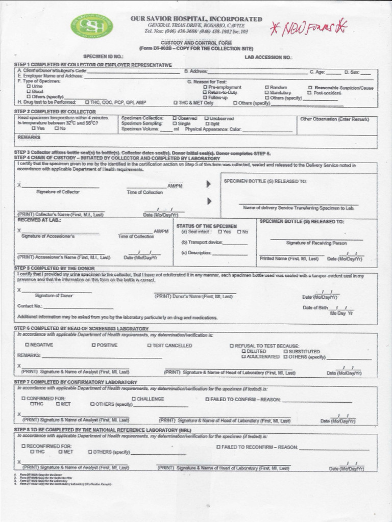 HPD-DRG-002-1 Custody and Control Form | PDF