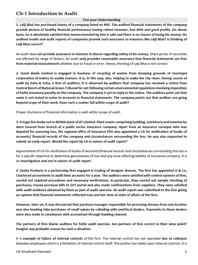 Ch-1 Inter 24 | PDF | Audit | Financial Audit