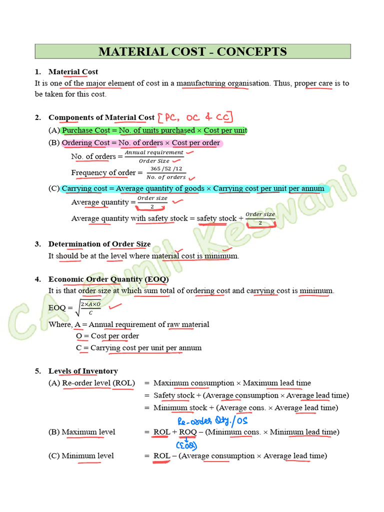 Material Cost Management Guide | PDF | Inventory | Prices