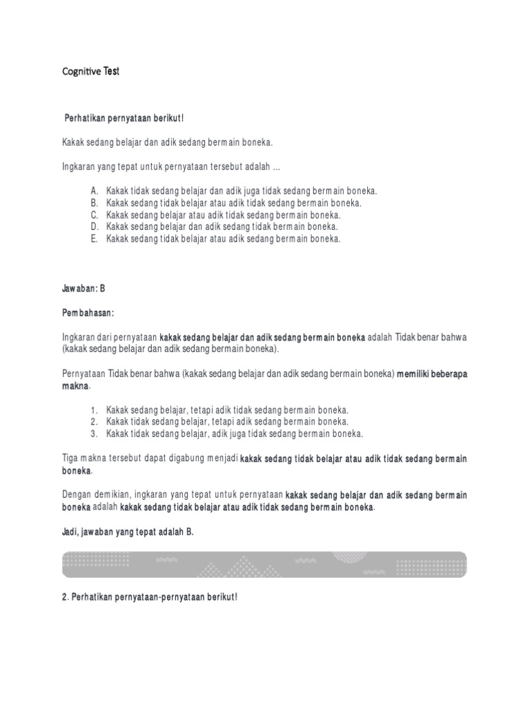 Cognitive Test | PDF