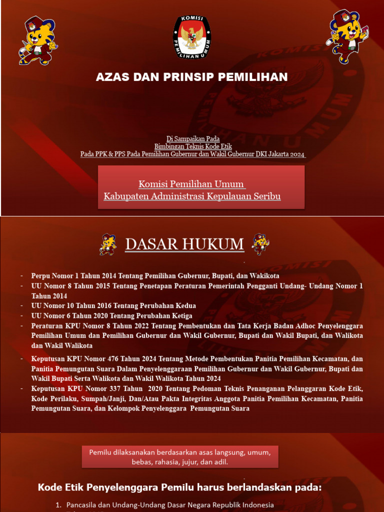 Azas & Prinsip Pemilihan Gubernur 2024 | PDF