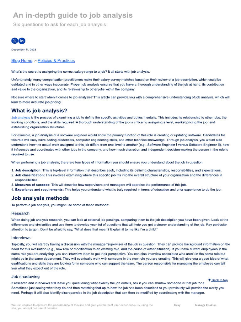 An In-Depth Guide To Job Analysis | PDF