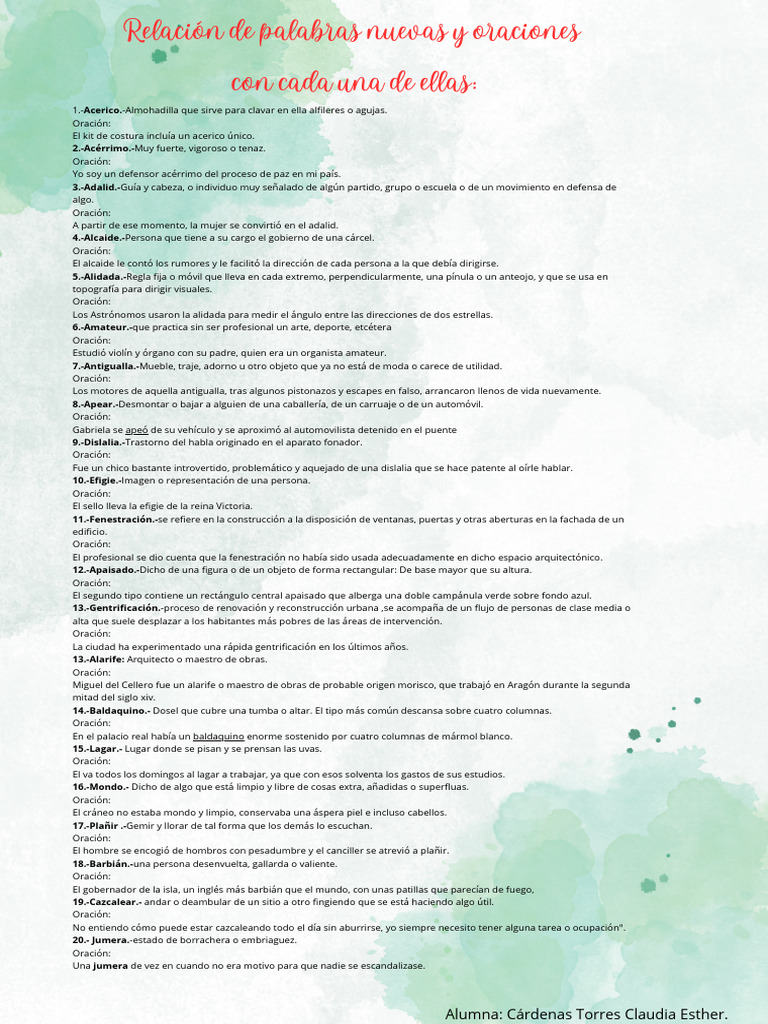 Trabajo de Palabras Nuevas | PDF