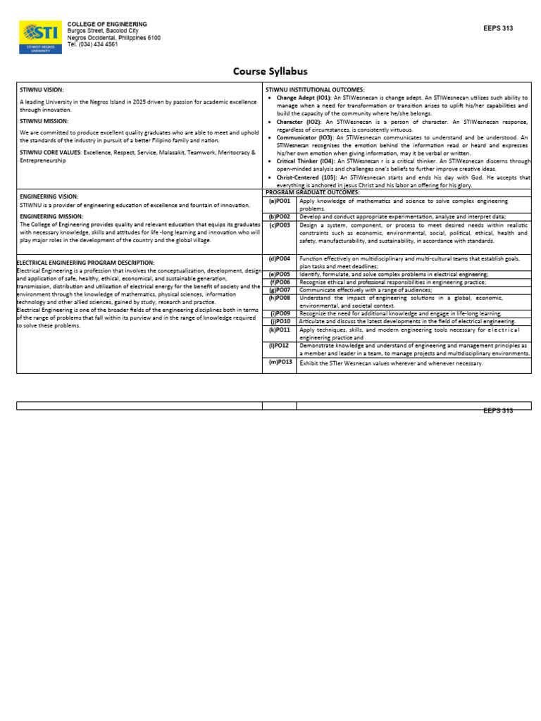Industrial Electronics Course Syllabus | PDF | Engineering | Electrical ...