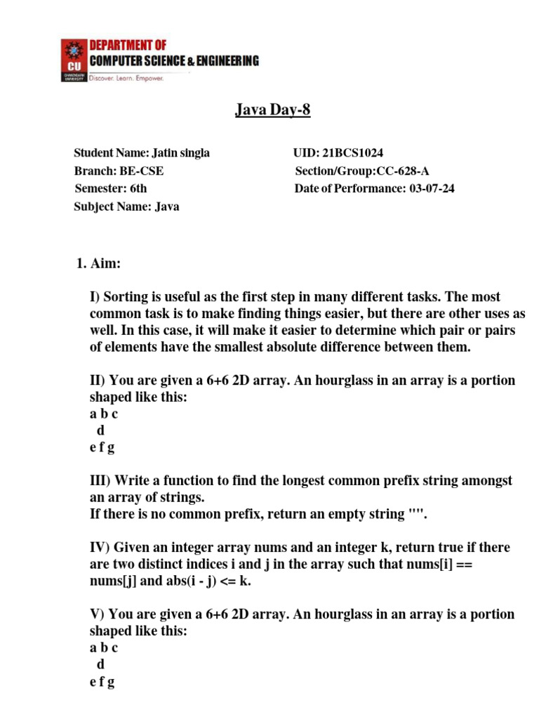 1024 - Jatin Singla - Java Day 8 | PDF | String (Computer Science ...