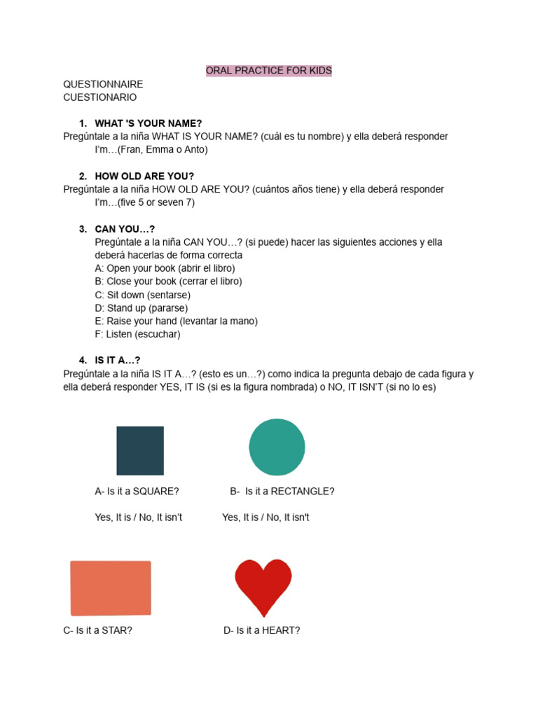 Oral Practice | PDF | Artes del Lenguaje y Comunicación | Salud y bienestar