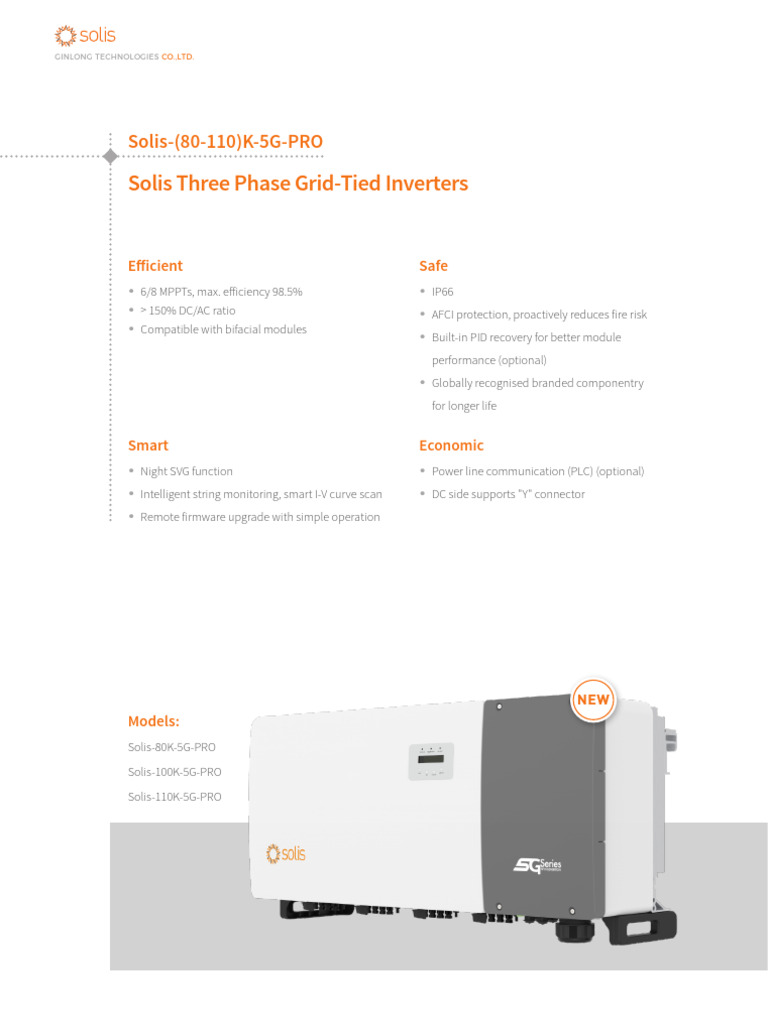 Data Sheet Inverter Solis - Datasheet - Solis - (80-110) K-5G-PRO ...