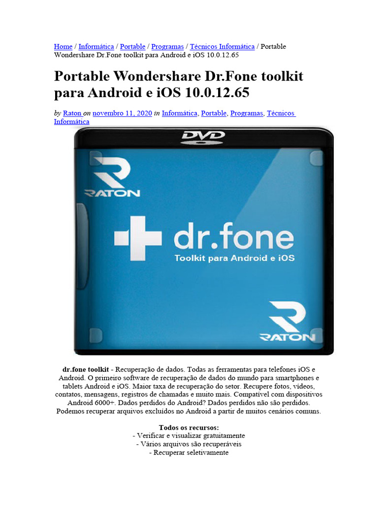 Portable Wondershare DR - Fone | PDF | Android (sistema operacional) | iOS