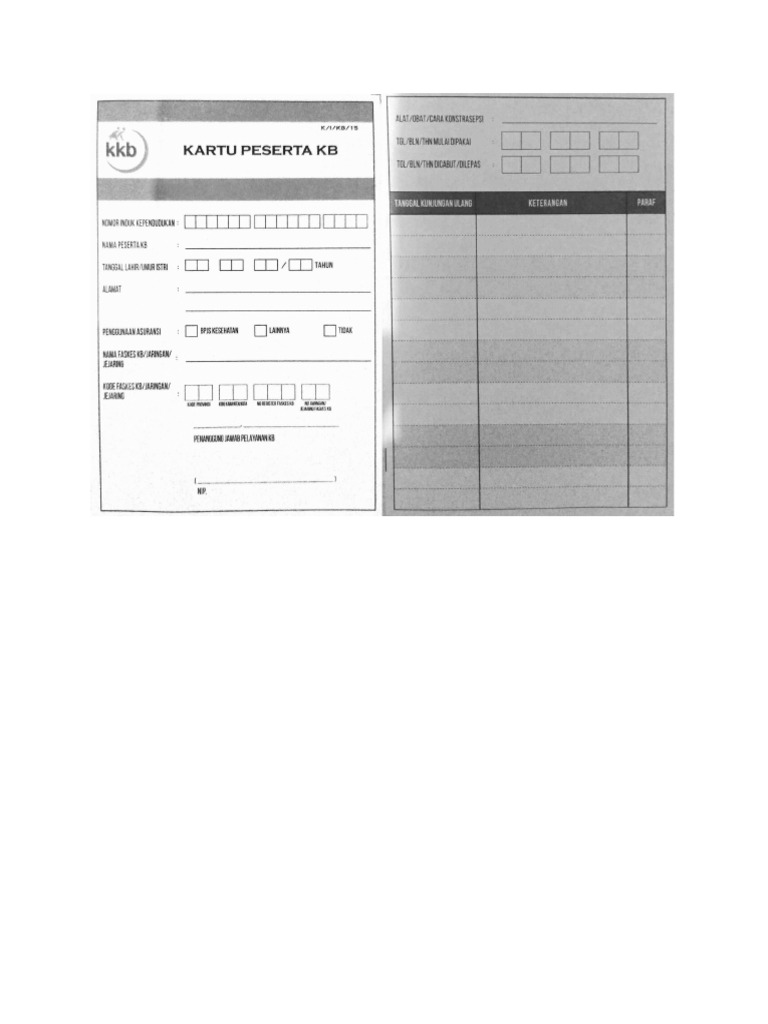 Kartu KB Kosong | PDF