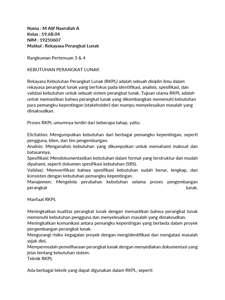 Tugas Individu RPL Pertemuan 3 & 4 | PDF