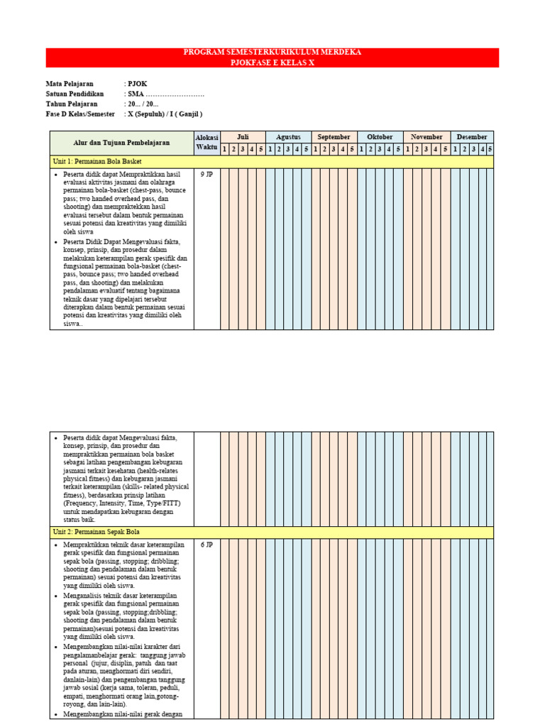 Prosem Fase e - Pjok-1 | PDF | Karier & Perkembangan | Olahraga & Rekreasi