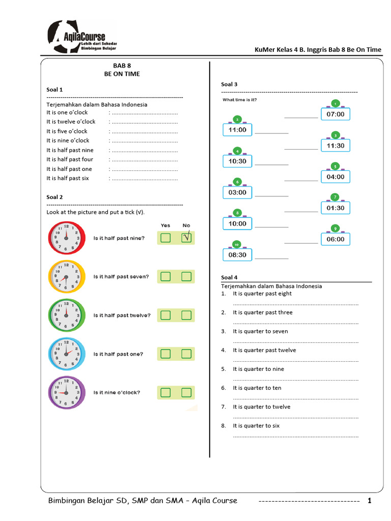 Kumer Kelas 4 B Inggris Bab 8 Be On Time | PDF | Foreign Language Studies | Technology & Engineering