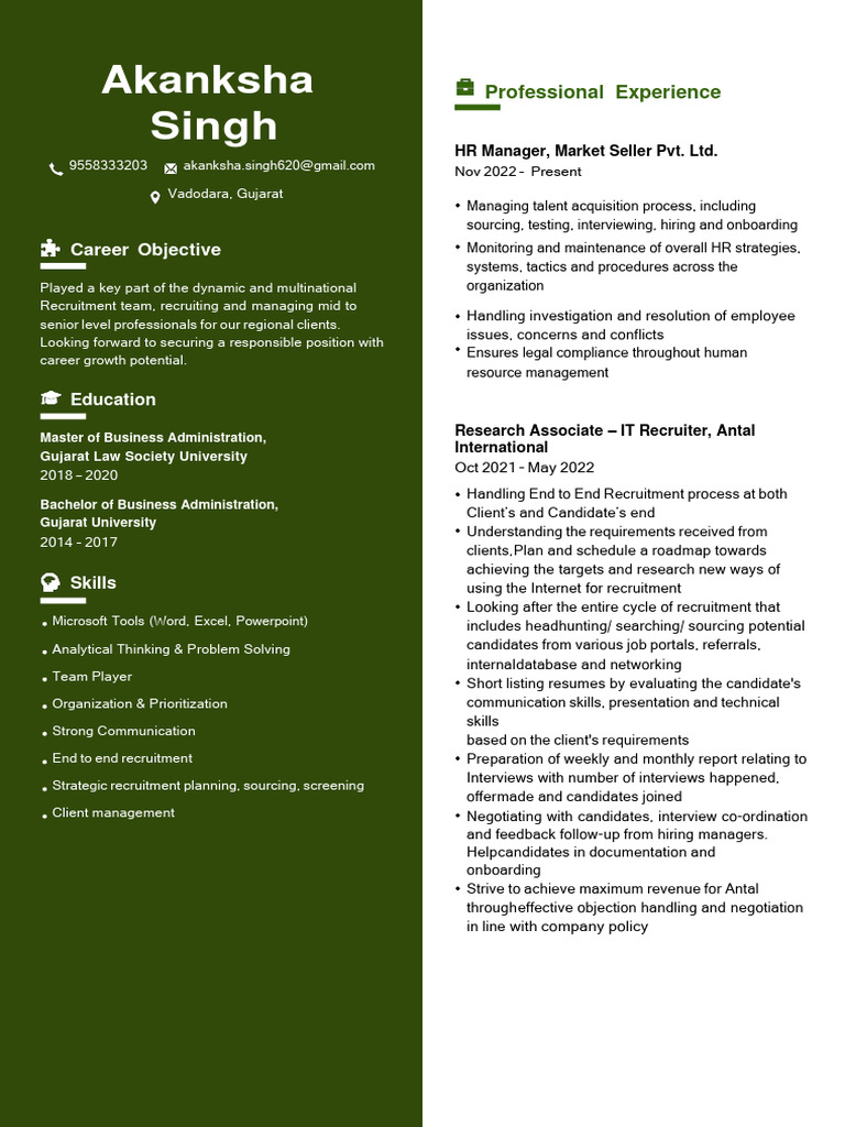 Akanksha_Singh_Resume | Download Free PDF | Recruitment | Business