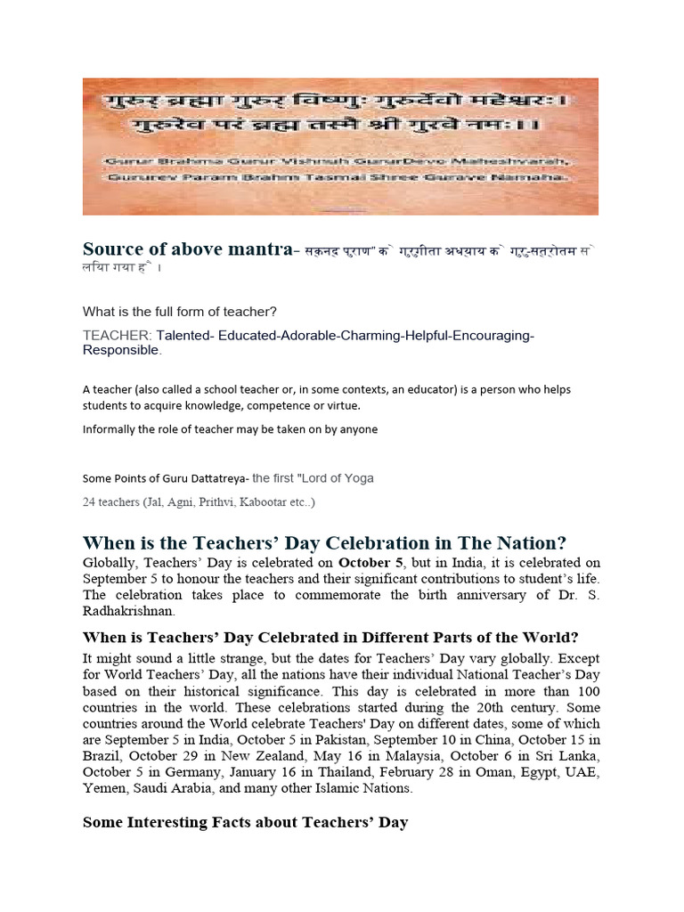 Teachers Day | PDF