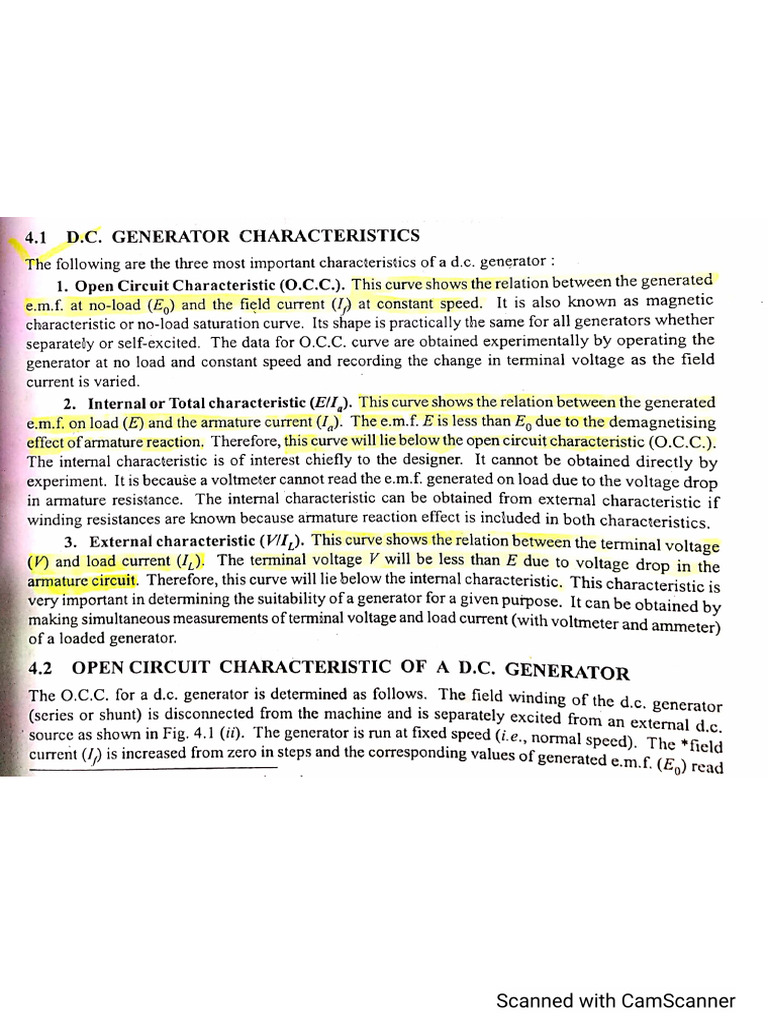 DC generator Characteristic and OC characteristic of dc generator | PDF