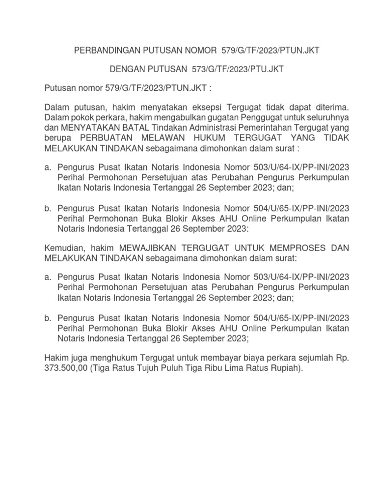 Perbandingan Putusan Ptun Jakarta - Ini | PDF | Hukum