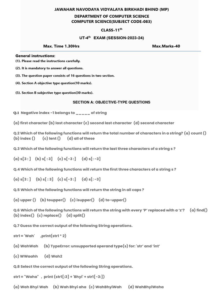 Ut4 Cs 11th 2024 | PDF | Computer Engineering | Software Engineering