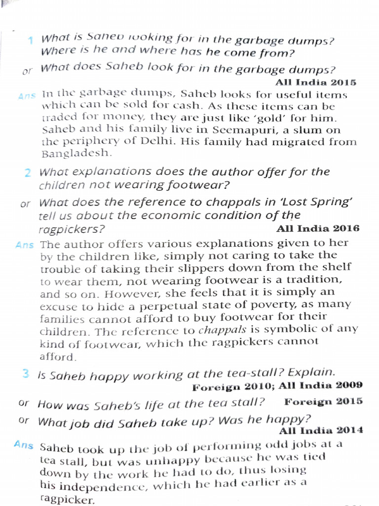 Class 12th Chapter 2 Lost Spring | PDF