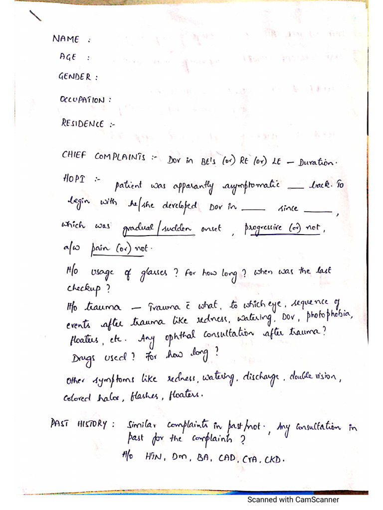 Case Sheet Proforma (Optha) | PDF