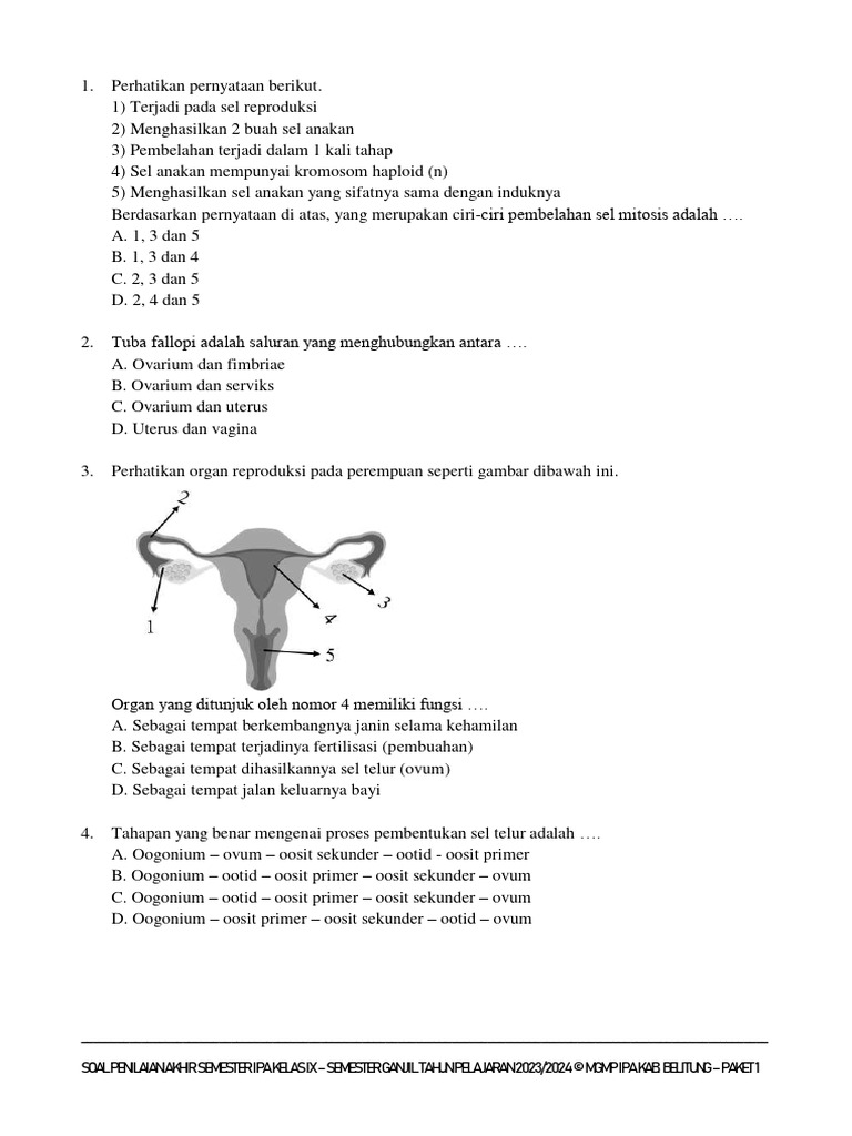 Soal Pas Ipa Kelas 9 Sem Ganjil 2023 2024 - Paket 1 | PDF | Metode & Bahan Ajar | Sains & Matematika