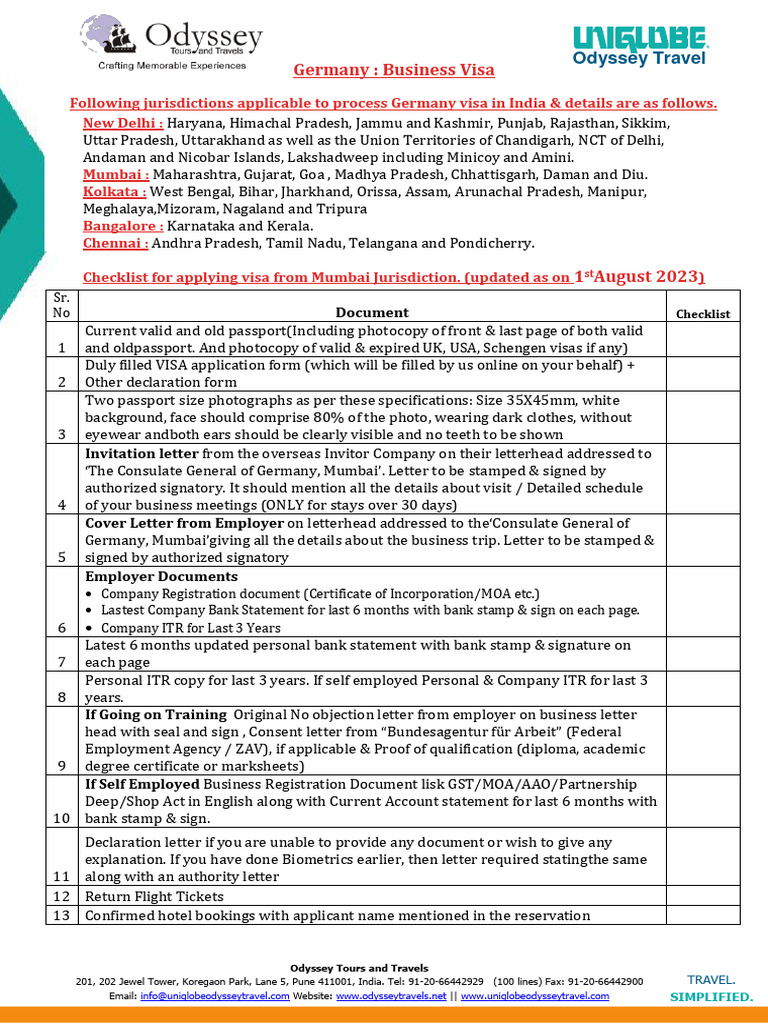Germany Business Visa Requirment | PDF | Travel Visa