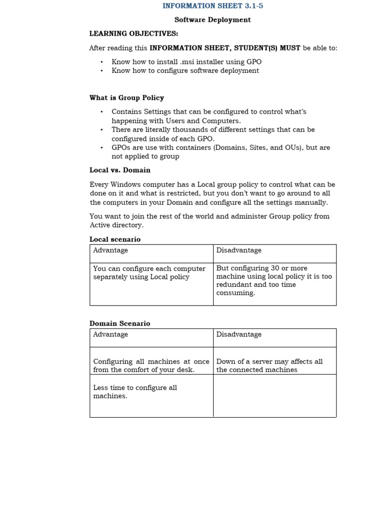 3.1-5 Software Deployment | PDF | Group Policy | Installation (Computer Programs)