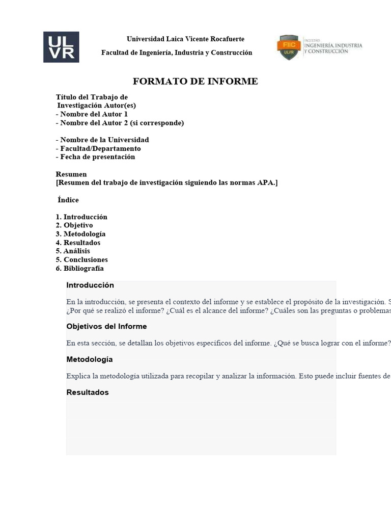 FORMATO DE INFORME | Descargar gratis PDF | Bibliografía | Science