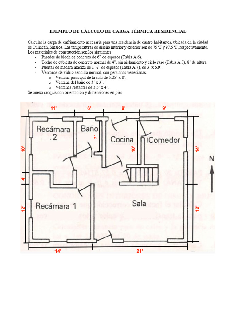 Cálculo de Carga Térmica Residencial | PDF | Ventana | Calor