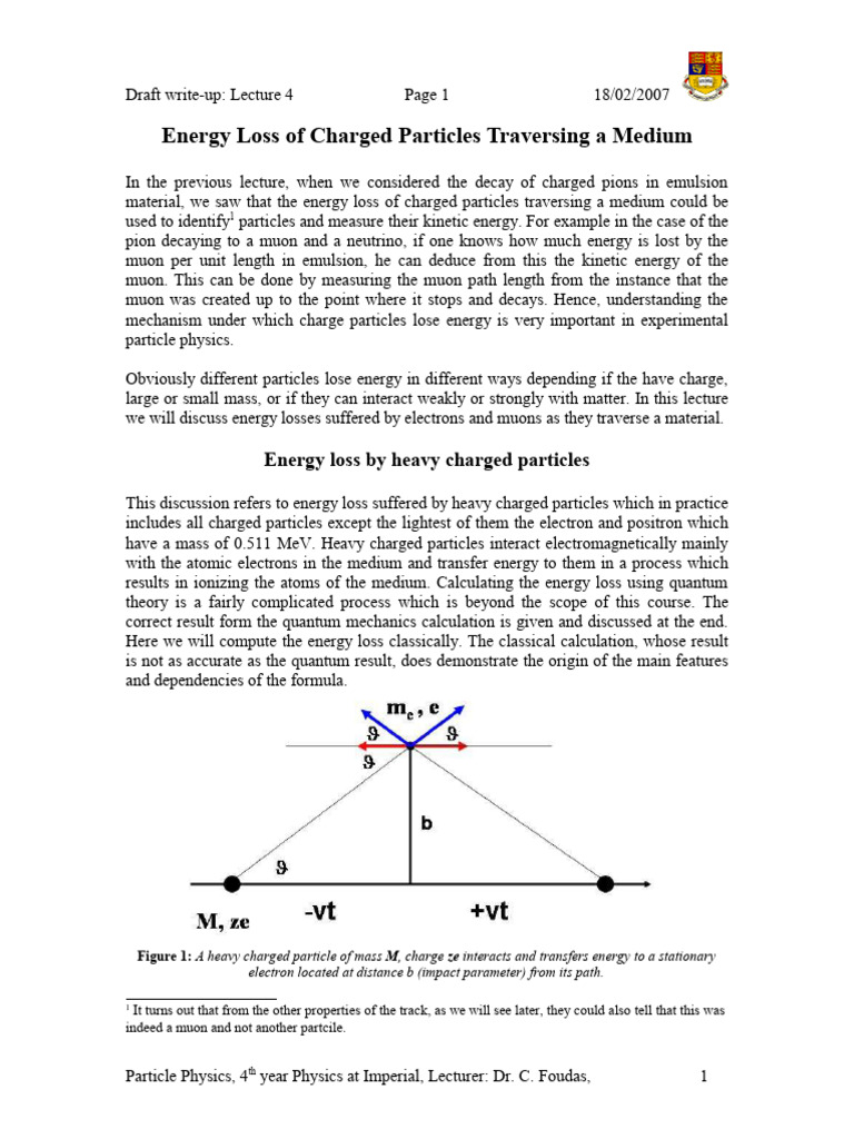 Lecture4 EnergyLoss | PDF | Electron | Photon