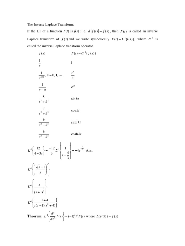 04..Inverse Laplace | PDF | Convolution | Calculus 04..Inverse Laplace | PDF | Convolution | Calculus