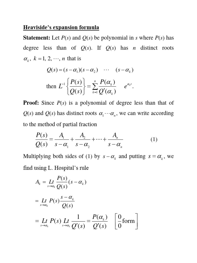 05..heaviside's Expansion Formula | PDF | Mathematical Concepts | Arithmetic