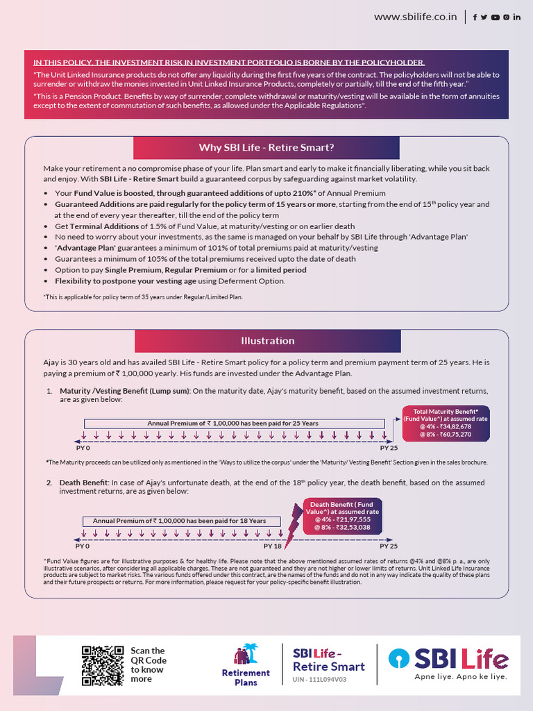 SBI Life - Retire Smart - Single Pager - Ver03 | PDF | Insurance | Life Insurance