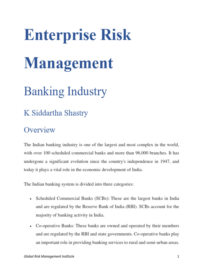 ERM Banking Industry 1721022025 | PDF | Banks | Financial Risk