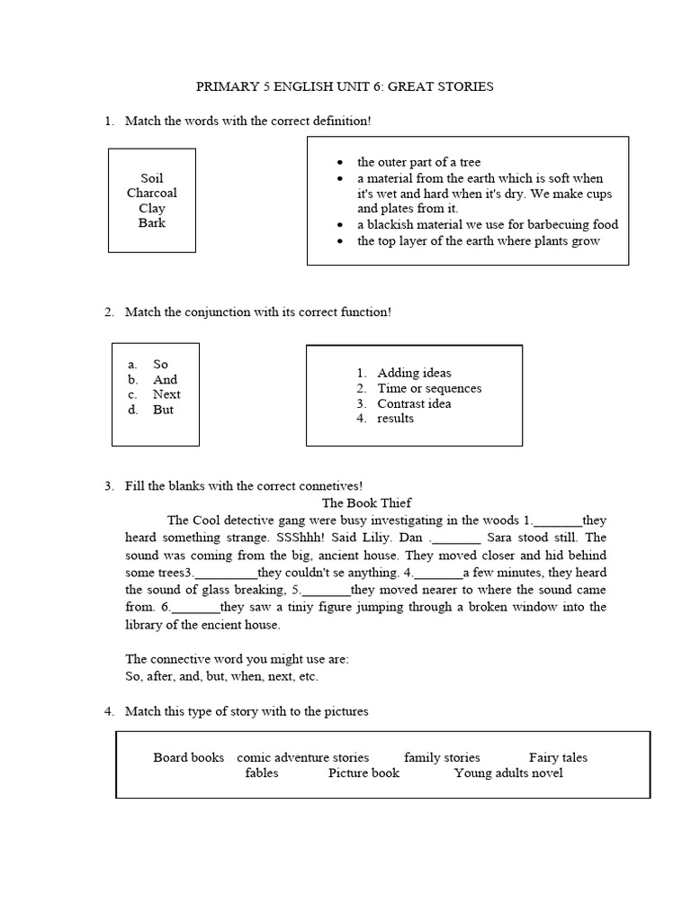 PRIMARY 5 ENGLISH UNIT 6 GREAT STORIESS | PDF