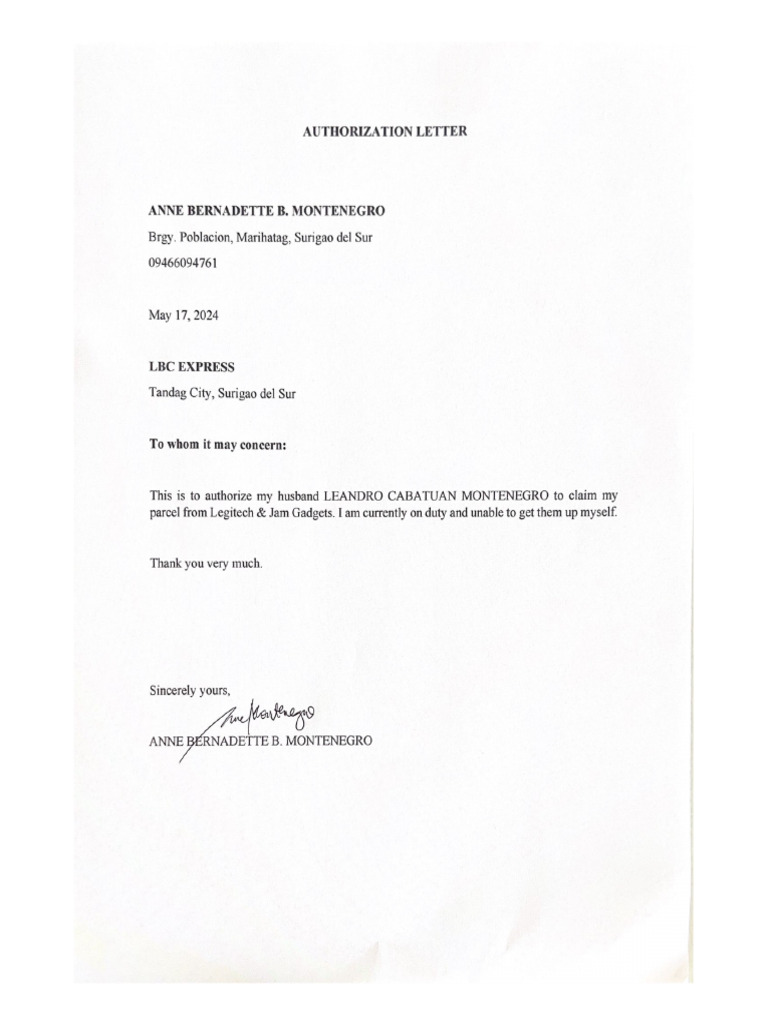 Authorization Letter | PDF