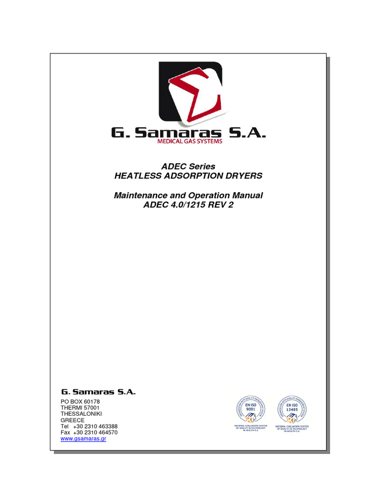 Adec Dryers Manual Rev2 | PDF | Safety | Timer