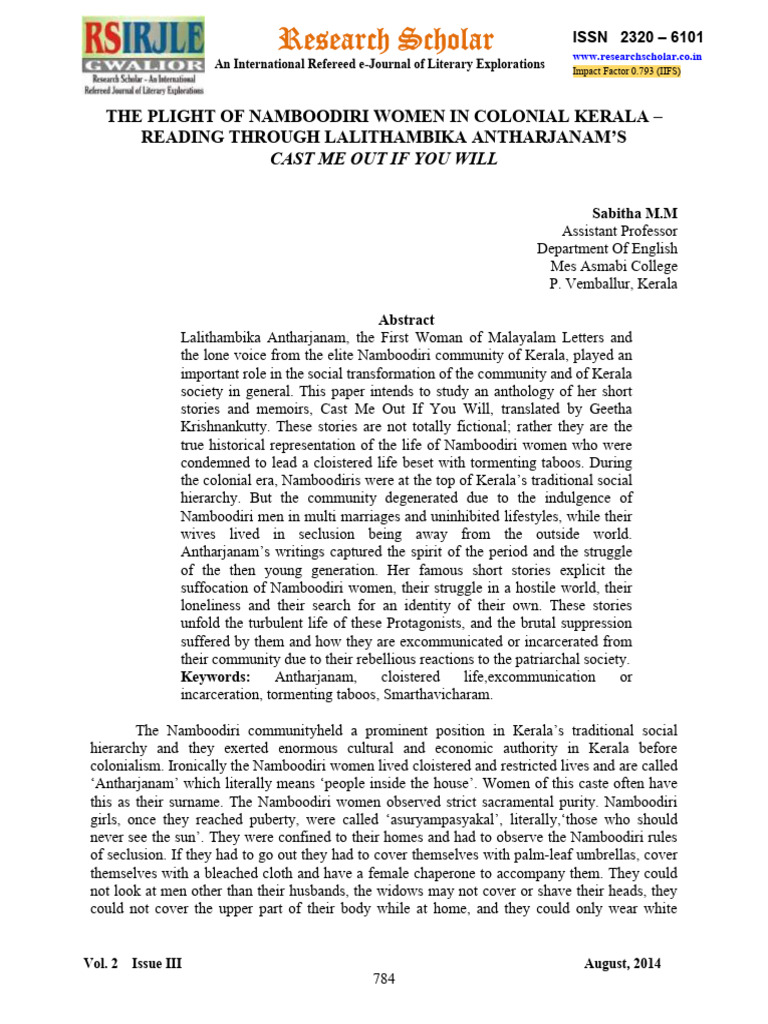 The Plight of Namboodiri Women in Coloni | PDF | Religion ...