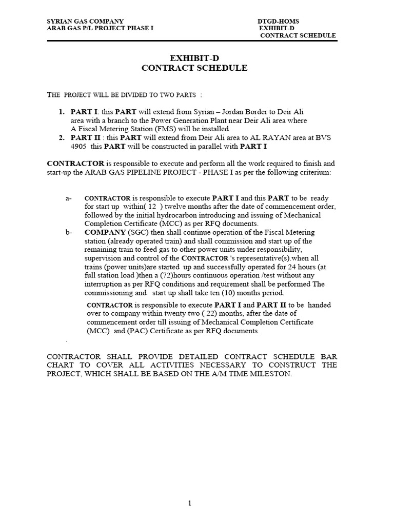 Schedule - Contract Schedules | PDF