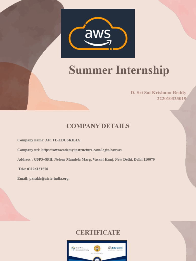 Internship AWS Presentation | PDF | Amazon Web Services | Cloud Computing