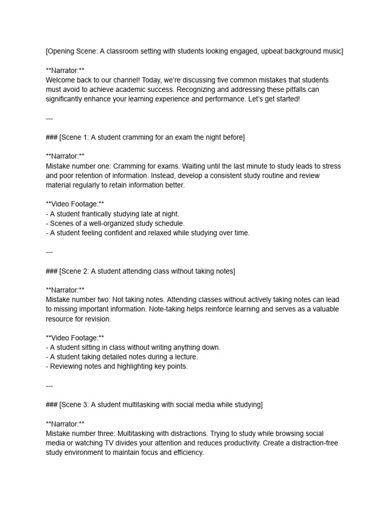 06 - 5 Mistakes Students Must Avoid! | PDF | Procrastination ...