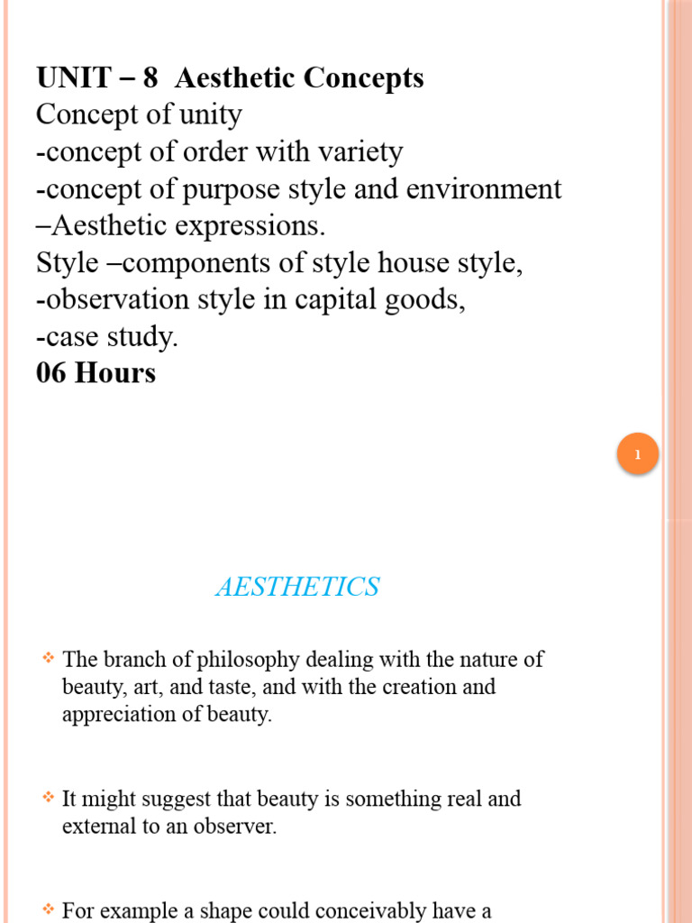 Aesthetic concepts Unit - 8 | PDF | Aesthetics | Beauty