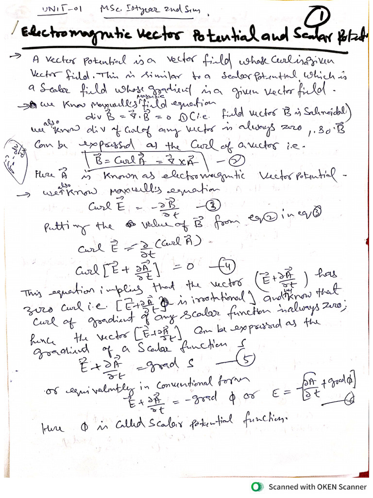Electromagnetic Wave Equation For Vector and Scalar Potential | PDF