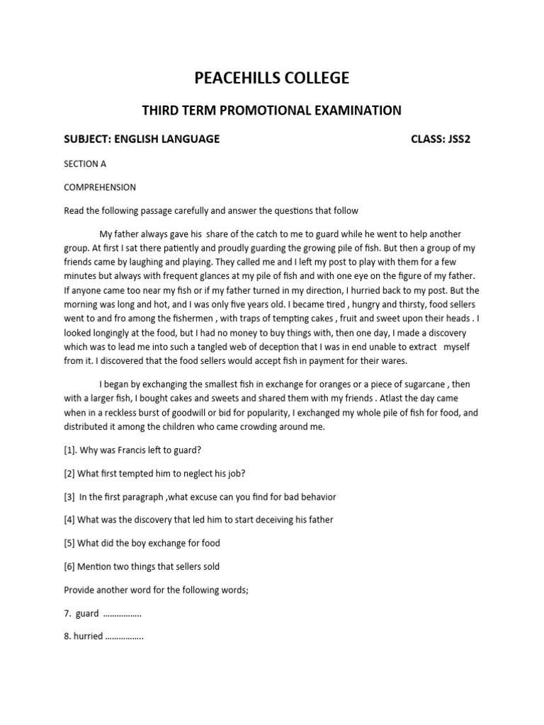 English Language js2 Third Term EDIT | PDF