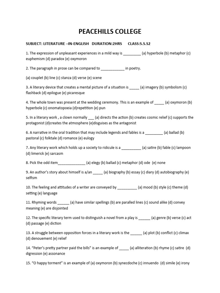 Literature in Egblish ss2 Third Term Edit | PDF | A Midsummer Night's Dream